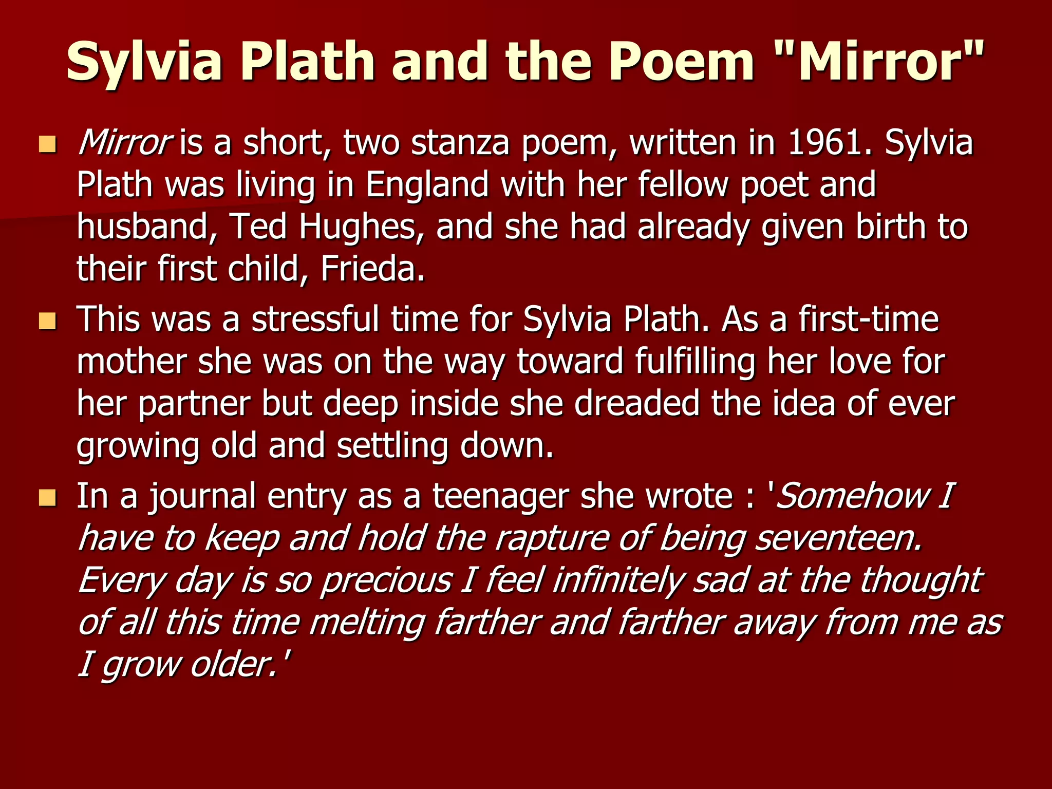 mirror by sylvia plath.ppt