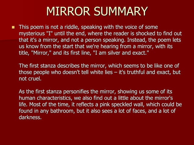 mirror by sylvia plath.ppt