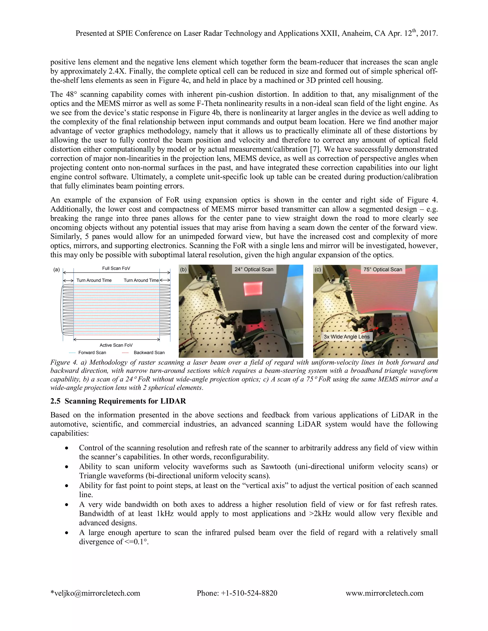 Closed Loop Control of Gimbal-less MEMS Mirrors for Increased Bandwidth in LiDAR Application | PDF