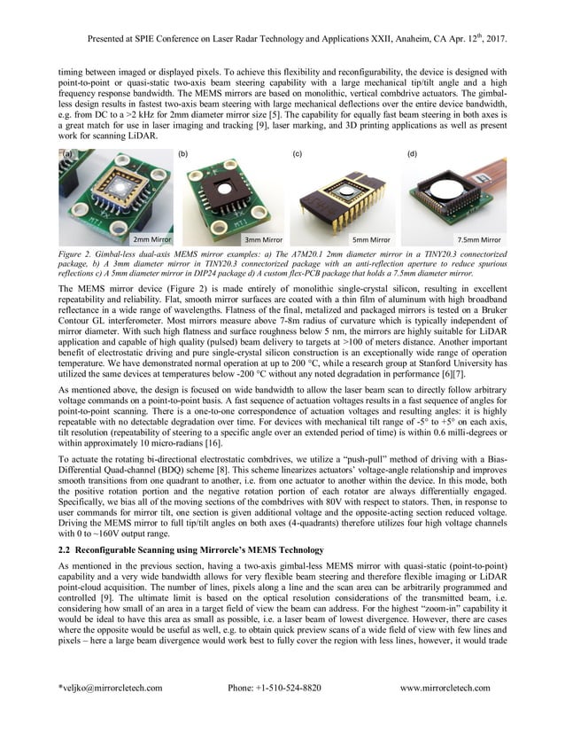 Closed Loop Control of Gimbal-less MEMS Mirrors for Increased Bandwidth ...