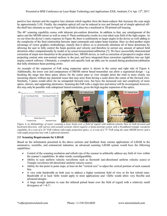 Closed Loop Control of Gimbal-less MEMS Mirrors for Increased Bandwidth in LiDAR Application | PDF