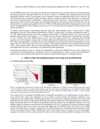 Closed Loop Control of Gimbal-less MEMS Mirrors for Increased Bandwidth in LiDAR Application | PDF