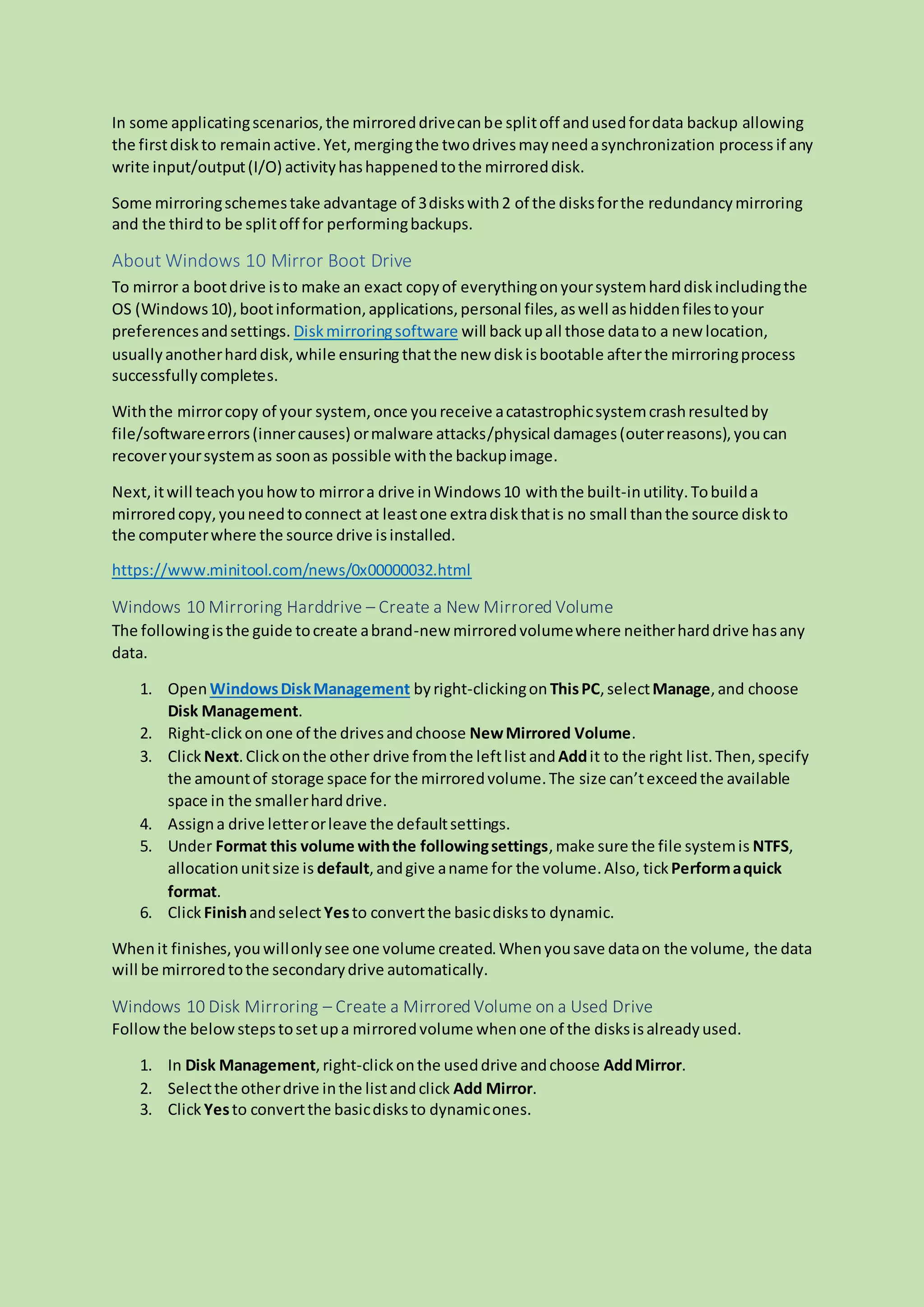 mirroring harddrive | DOCX
