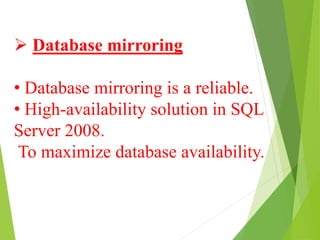 Mirroring and replications | PPT