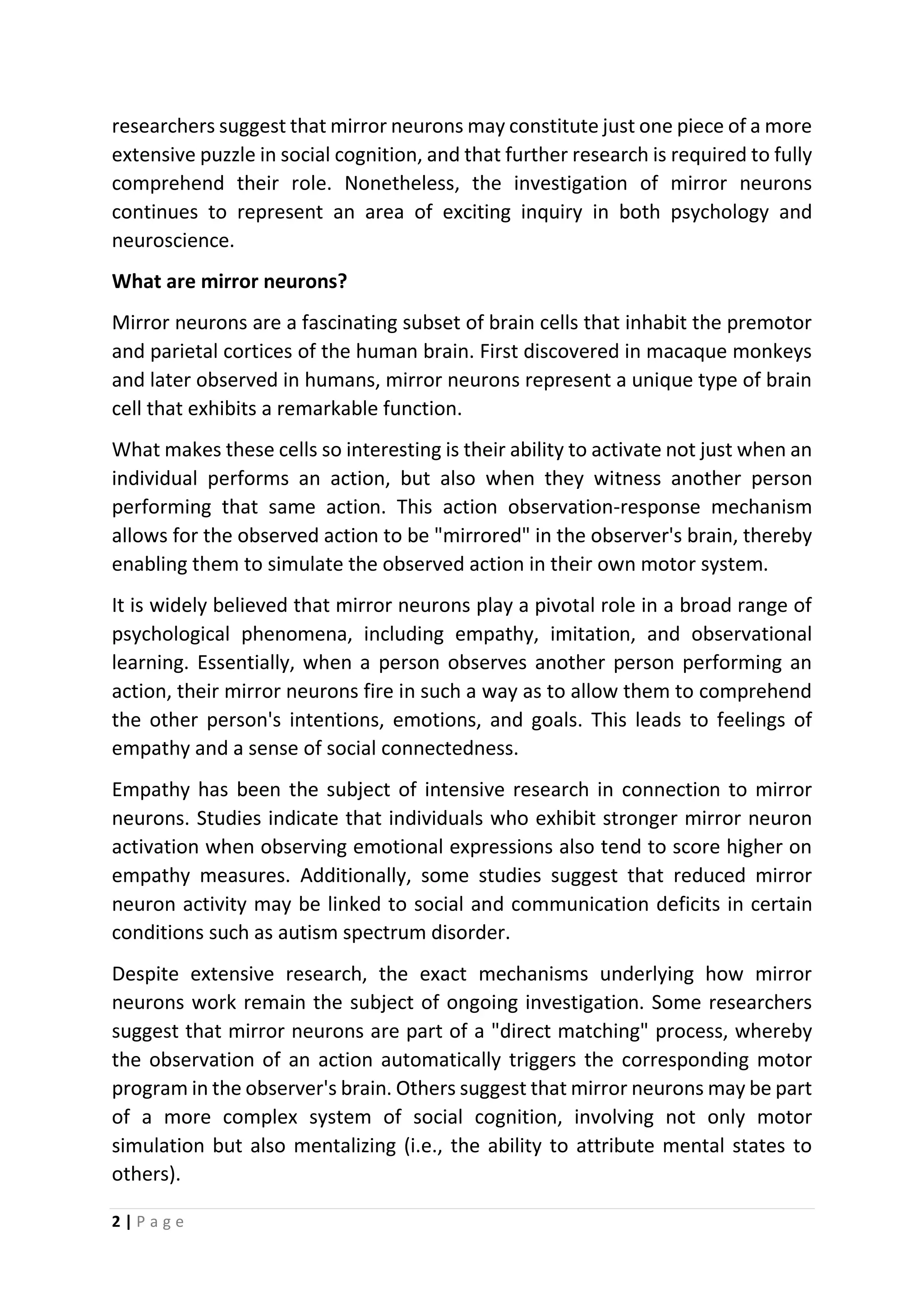 Mirror Neurons A Key To Understanding Social Behaviour And Cognition Pdf