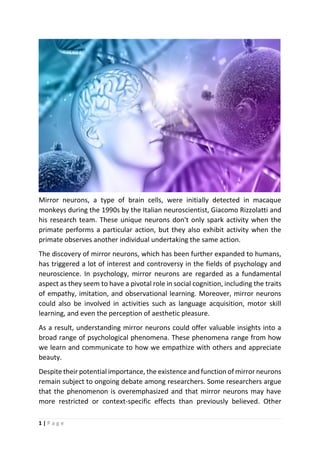 Mirror Neurons - A Key to Understanding Social Behaviour and Cognition ...