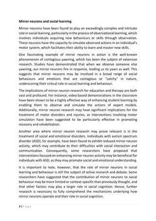 Mirror Neurons - A Key to Understanding Social Behaviour and Cognition ...