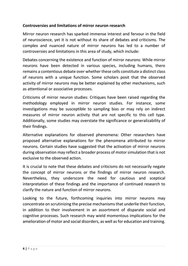 Mirror Neurons - A Key to Understanding Social Behaviour and Cognition | PDF