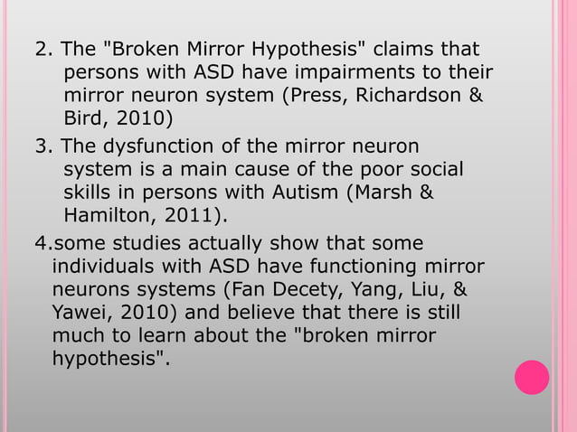Mirror neurons and autism | PPT