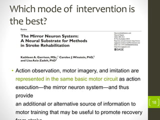 Mirror neuron system in neuro rehabilitation | PPTX