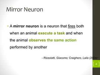 Mirror neuron system in neuro rehabilitation | PPTX
