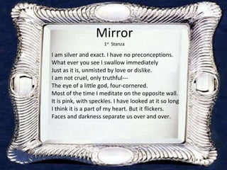 Mirror by Sylvia Plath | PPT