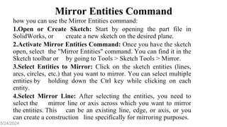 Mirror the entitiesin solidworks detaails ppt | PDF