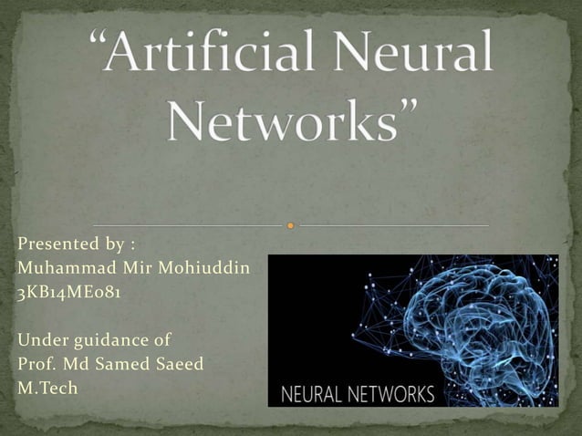 Introduction to Artificial Neural Networks | PPT