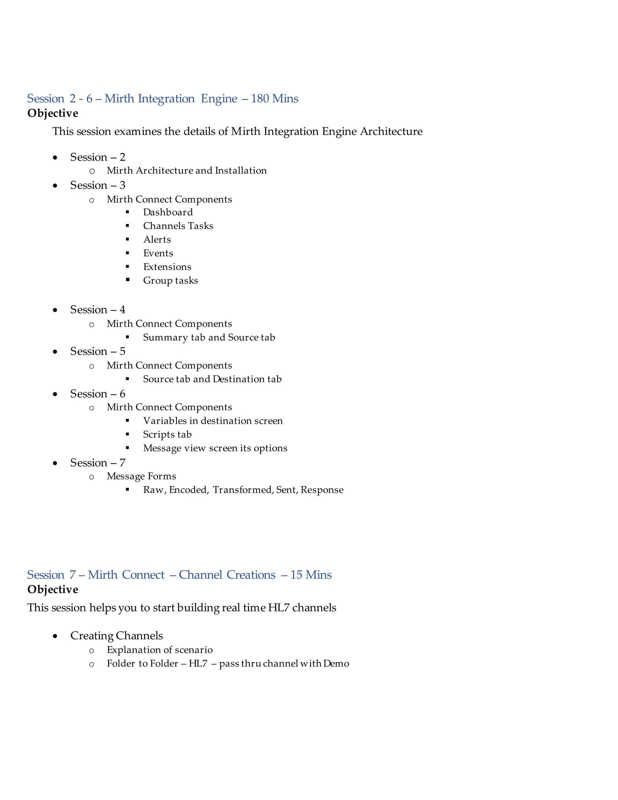 Mirth connect Online Training | DOCX