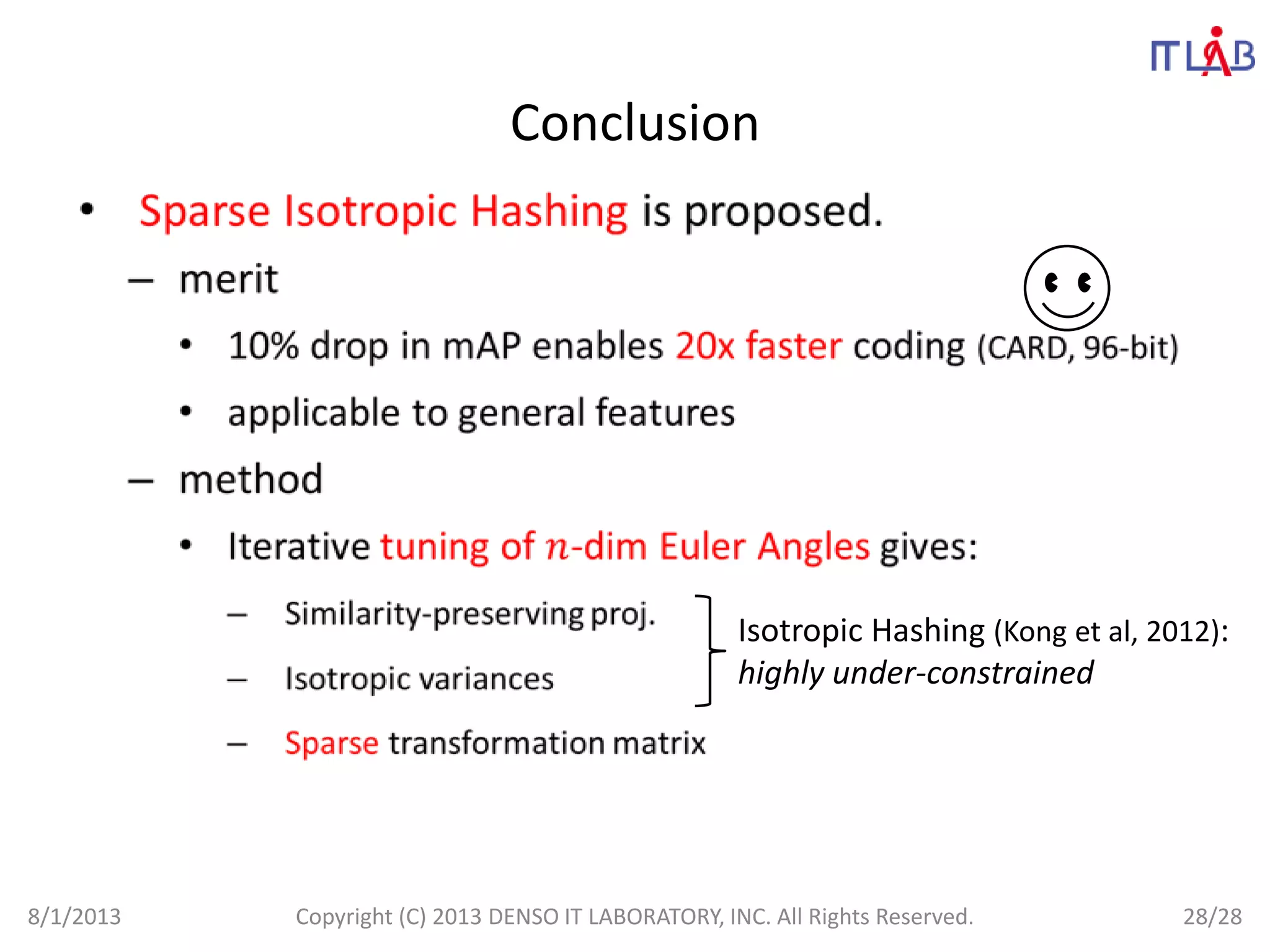 Sparse Isotropic Hashing | PPTX