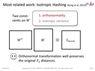 Sparse Isotropic Hashing | PPTX