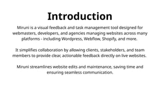 Miruni: Capture and resolve feedback around the web | PPT