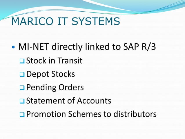 Marico IT structure | PPTX | Logistics | Business