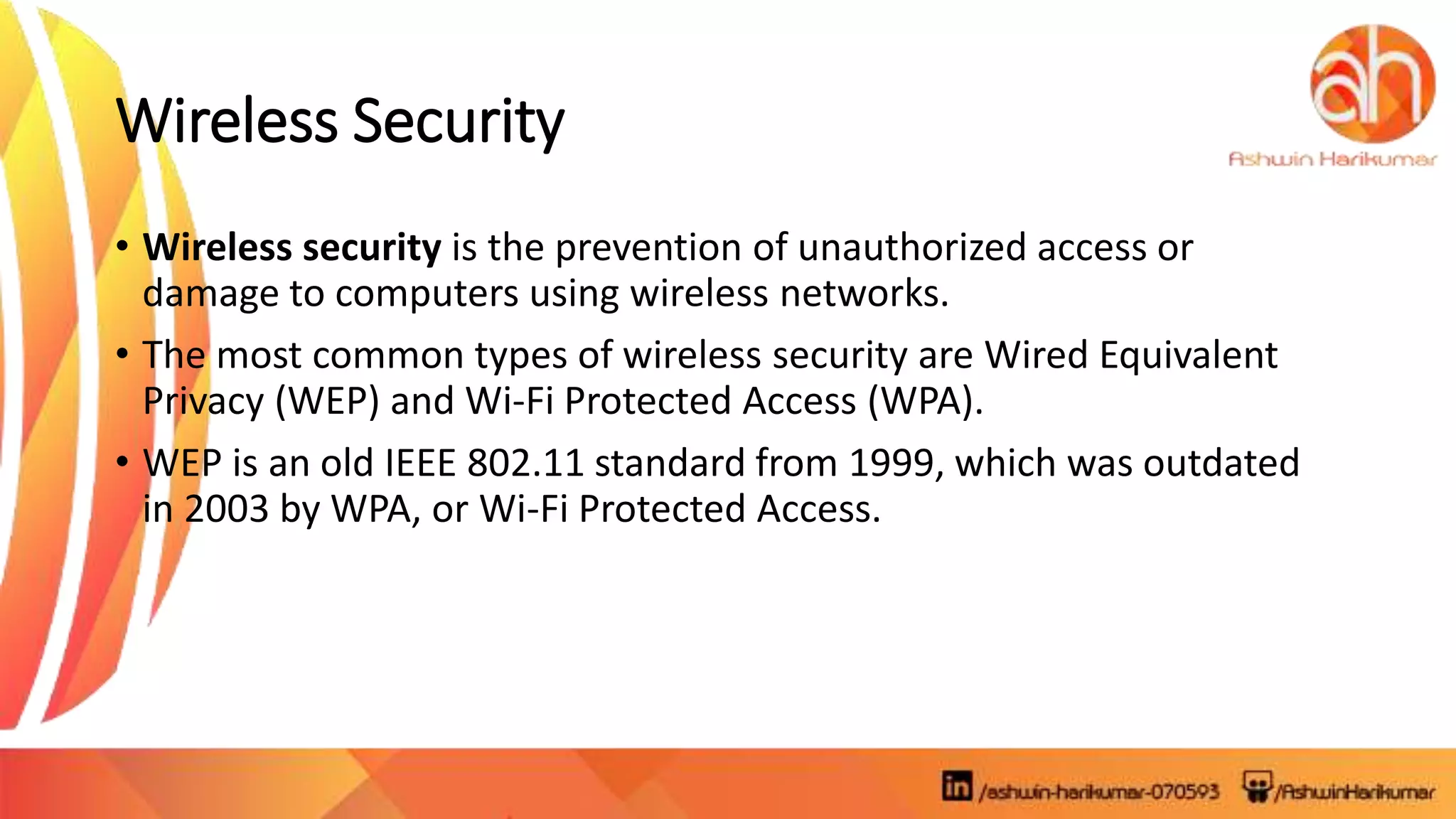 Wireless Security, Firewall,Encryption | PPTX | Information and Network Security | Computing
