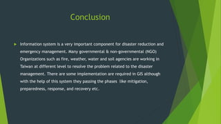 Disaster Management in Taiwan by using GIS technology. | PPTX