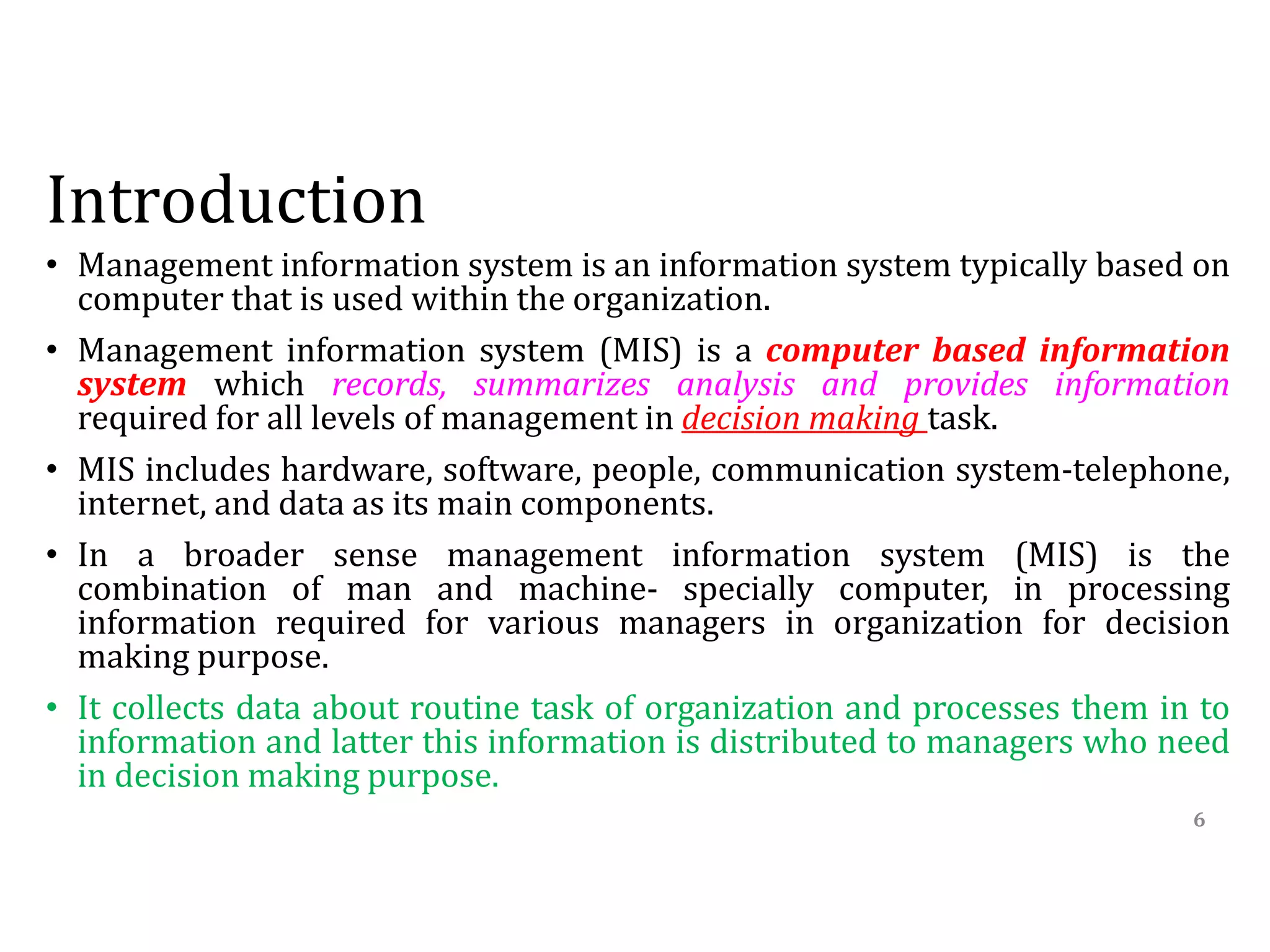 introduction to management information systems (MIS) | PPTX