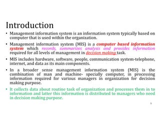 introduction to management information systems (MIS) | PPTX