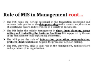 introduction to management information systems (MIS) | PPTX