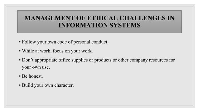 security and ethical challenges in information systems | PPTX