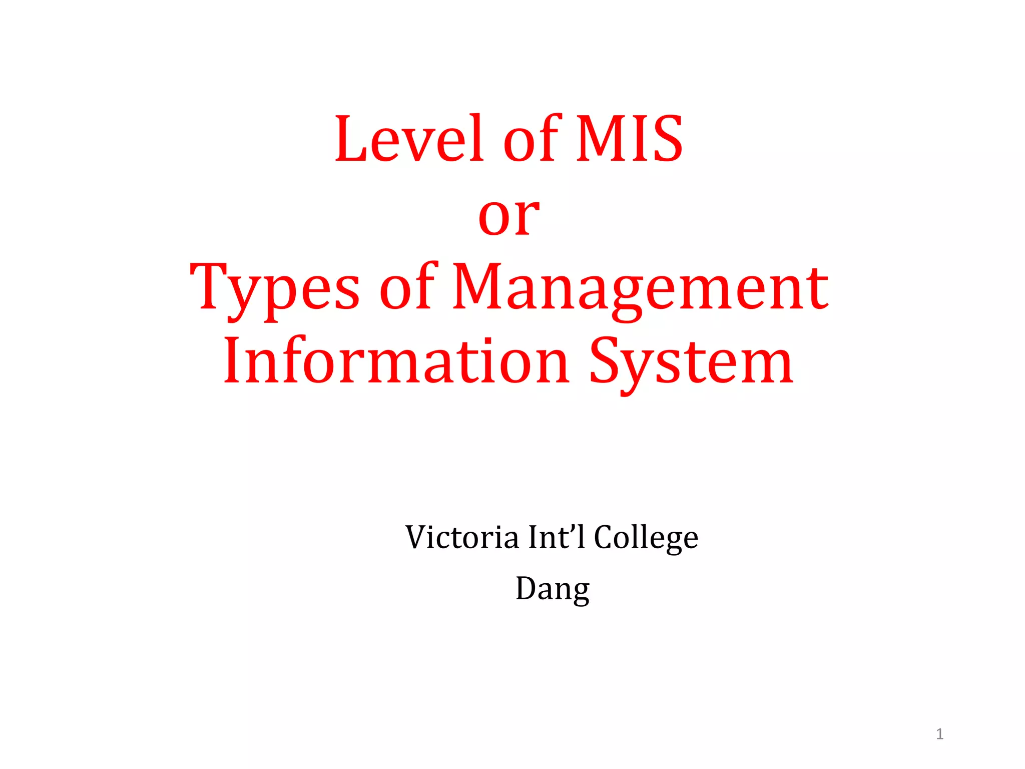Mis management information system | PPT