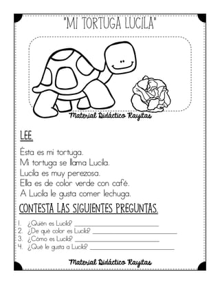 Material Didáctico Rayitas: Lectura y Comprensión de Animales para ...