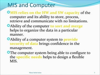 MIS Support to Management | PPT