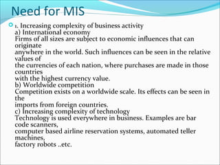 MIS Support to Management | PPT