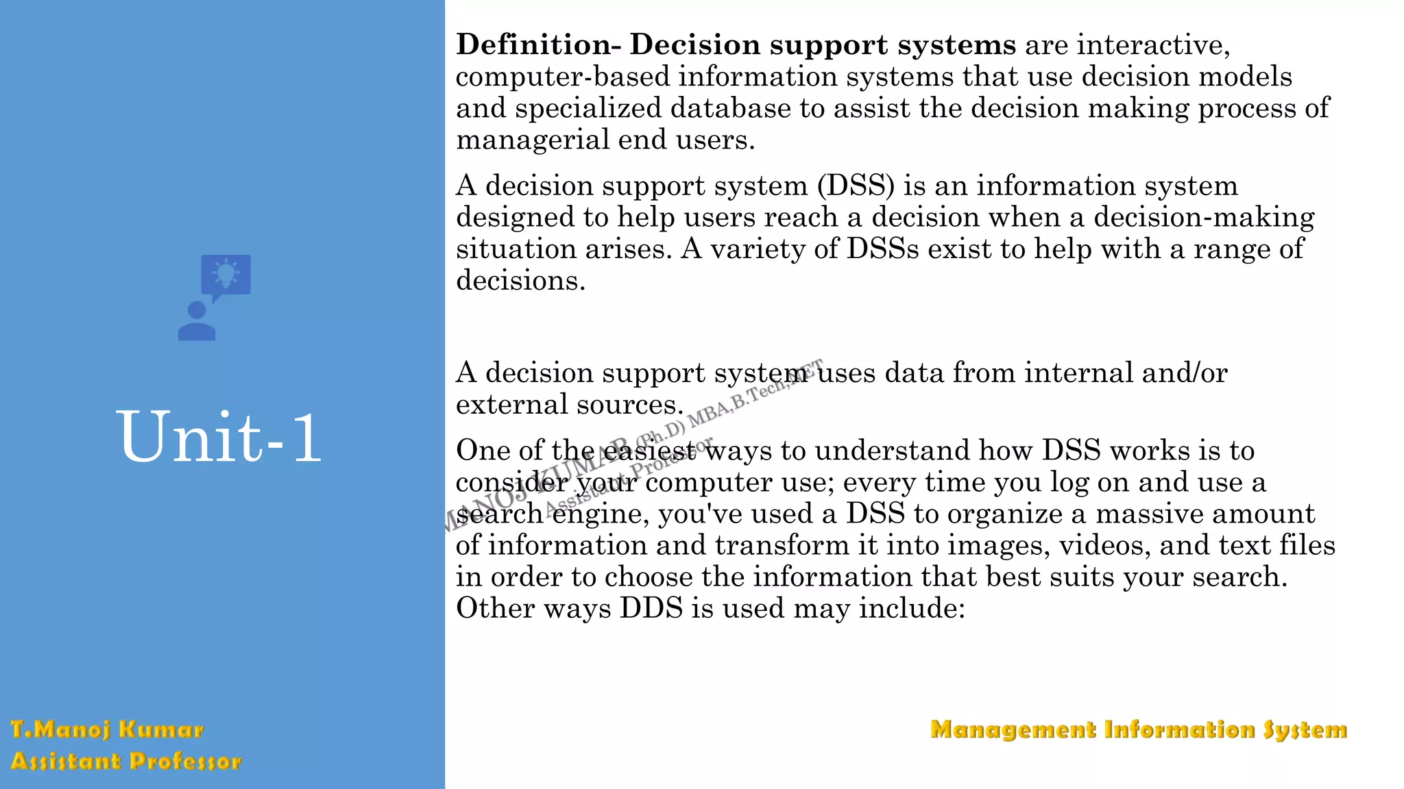Management Information System (MIS) unit-1 | PDF