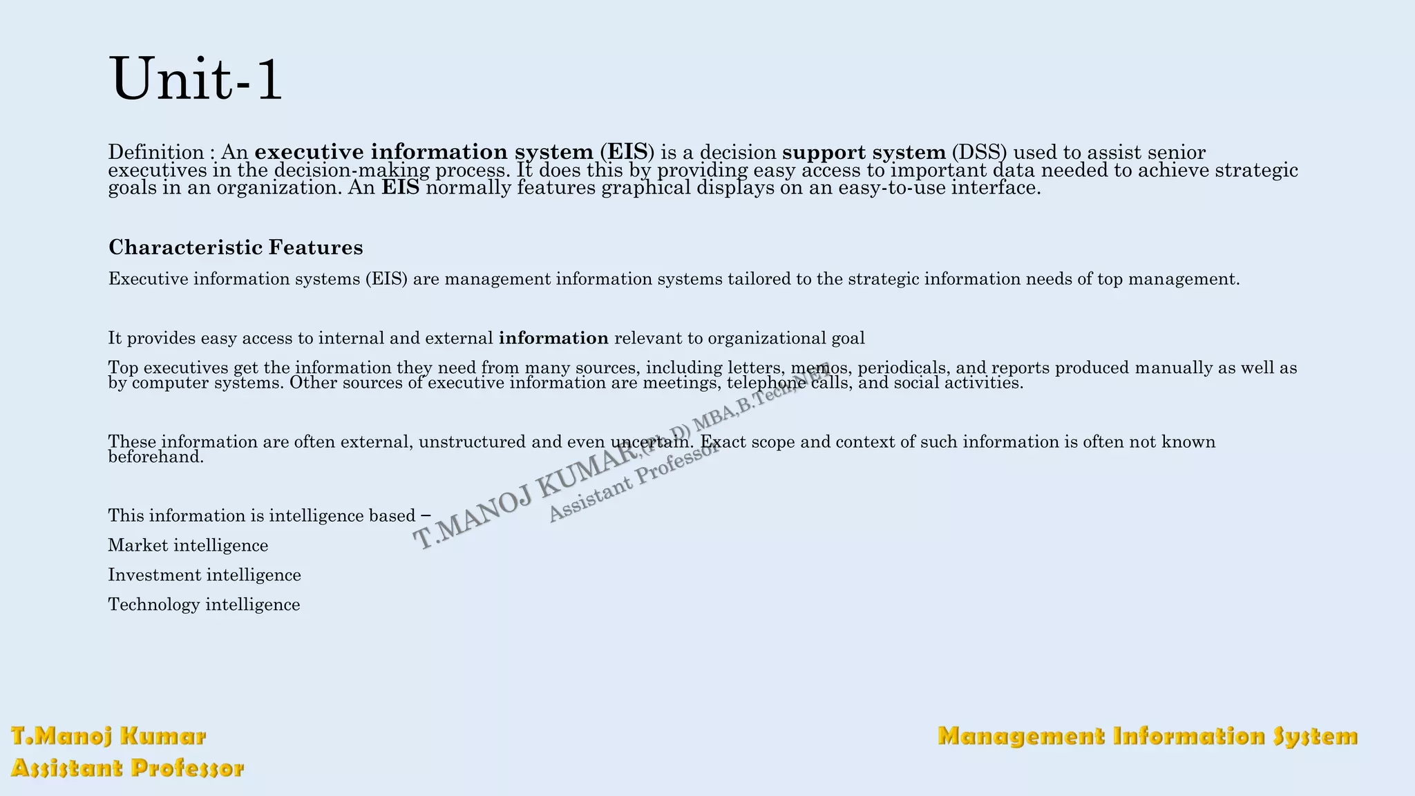 Management Information System (MIS) unit-1 | PDF