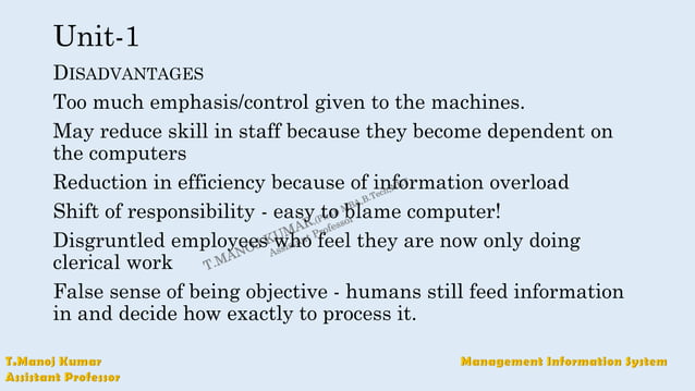 Management Information System (MIS) unit-1 | PDF