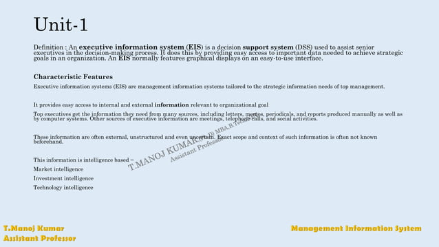 Management Information System (MIS) unit-1 | PDF