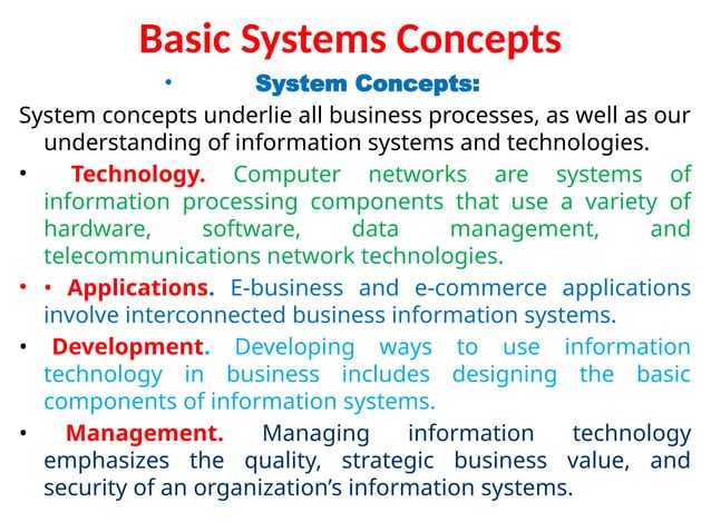 Management Information Systems Information System Concepts Pptx