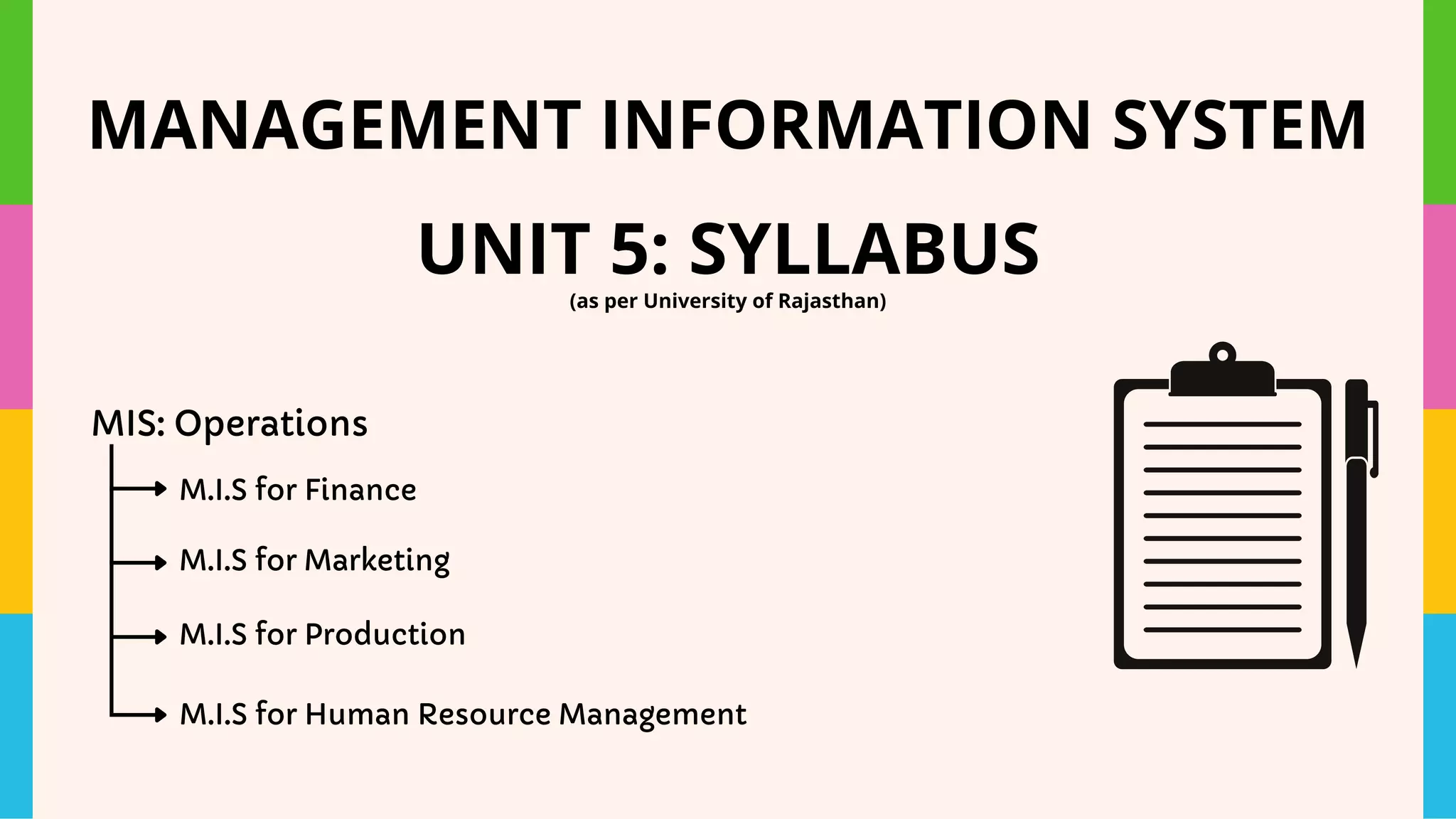 206 - Management Information System [Unit 5: Operations] [BBA II, Rajasthan University] | PPT