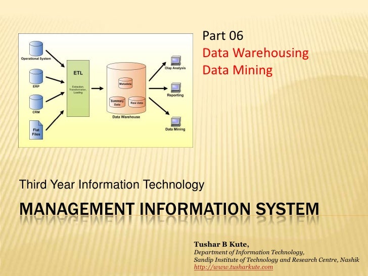 Mis 06 Data Warehousing And Mining