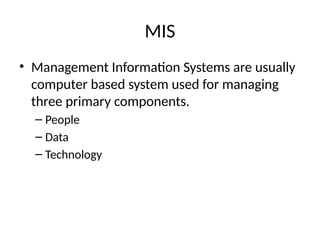 management information system indrdoduction chapter 1 | PPTX