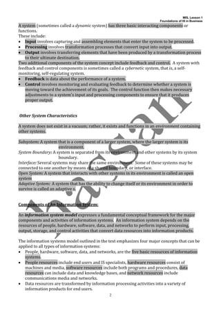 Mis 1st chapter notes foundation of is in business | PDF | IT and ...