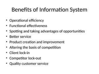 Benefits of Information System Challenges in the study of MIS | PPTX