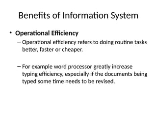 Benefits of Information System Challenges in the study of MIS | PPTX