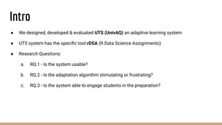 First Evaluation of an adaptive tool supporting formative assessment in ...