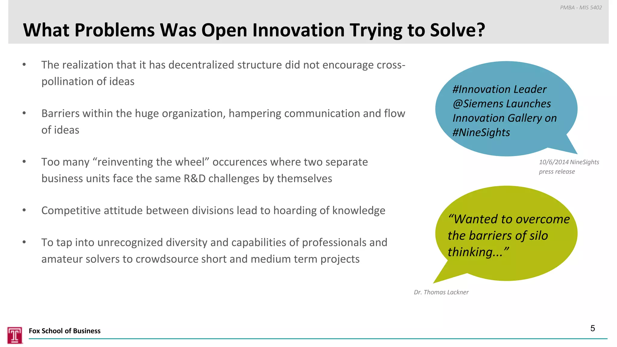 Siemens - open innovation case | PPTX