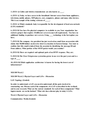 Mis 589 entire course (networking concepts and application) | DOCX | Computer Networking | Computing