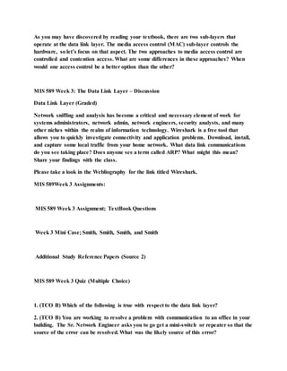 Mis 589 entire course (networking concepts and application) | DOCX