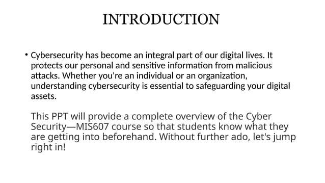MIS607- Cyber Security.pptx Cybersecurity Assignments help | PPT