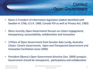Municipal Open Government Framework - Beta Version | PPT